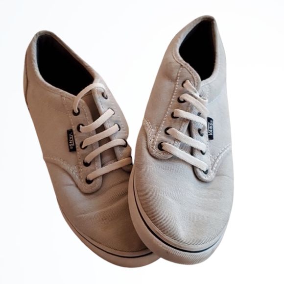 Vans | Shoes | Vans Classic Grey Blue White Striped Flat Fashion Tied ...